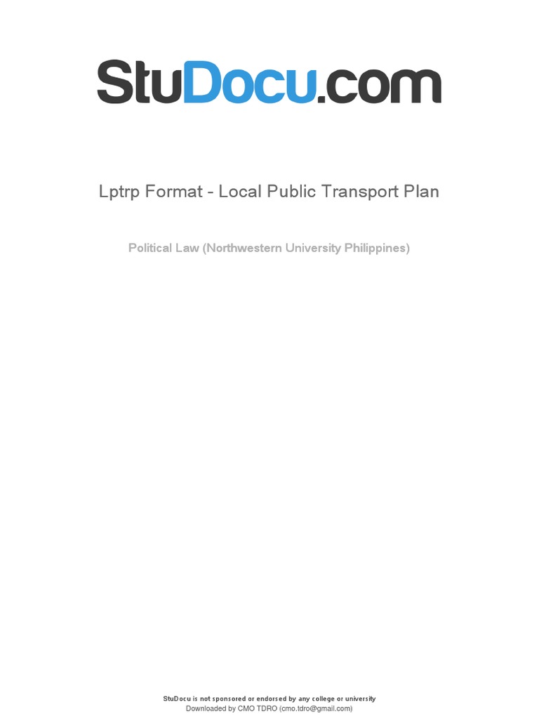 LPTRP Format Local Public Transport Plan | Download Free PDF | Public ...