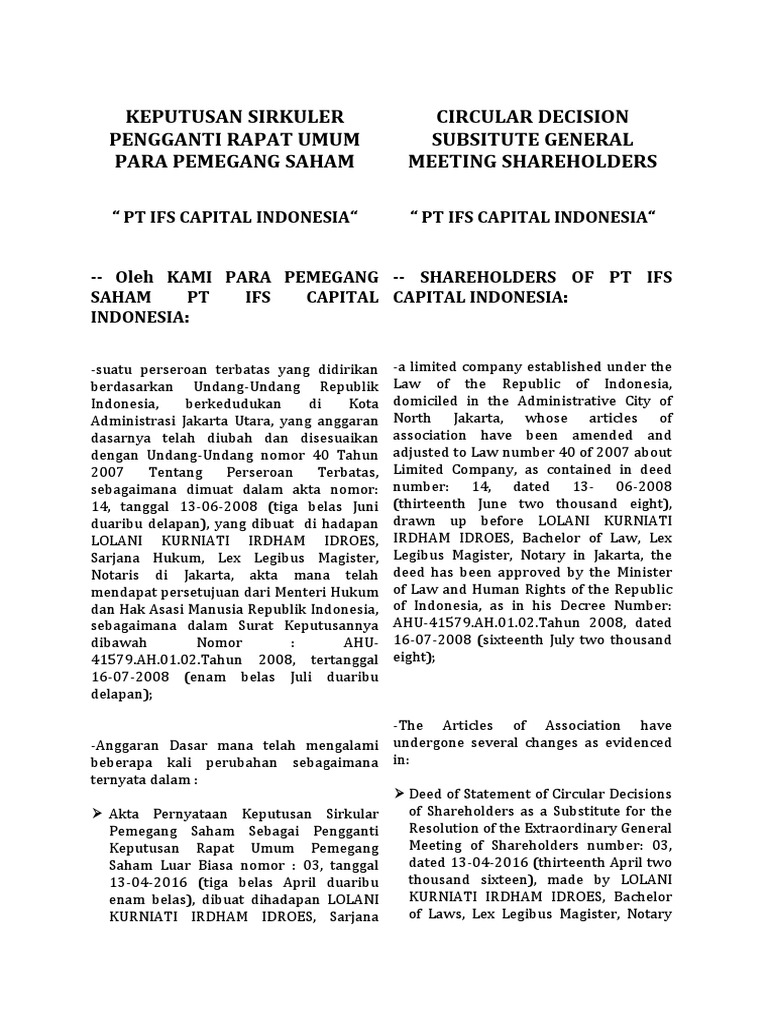 Draft Keputsan Sirkuler 050422 | PDF