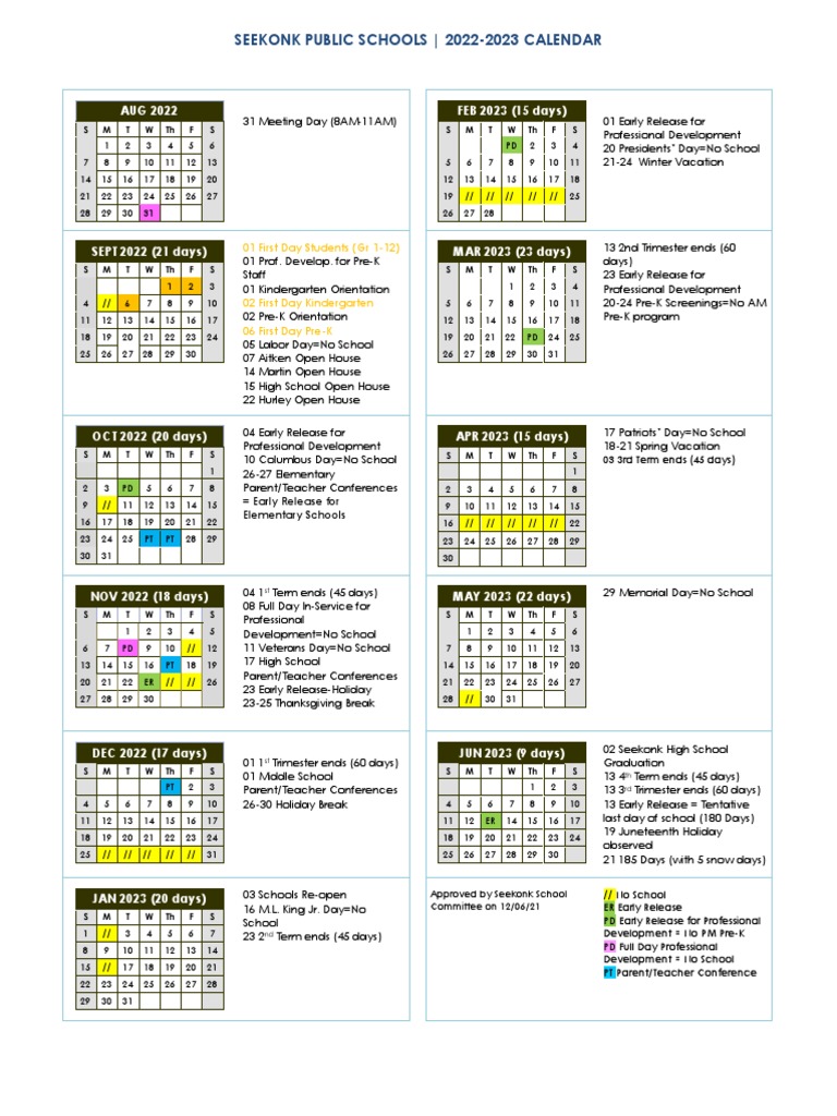 2022-2023 Calendar | PDF | Public Services | Schools