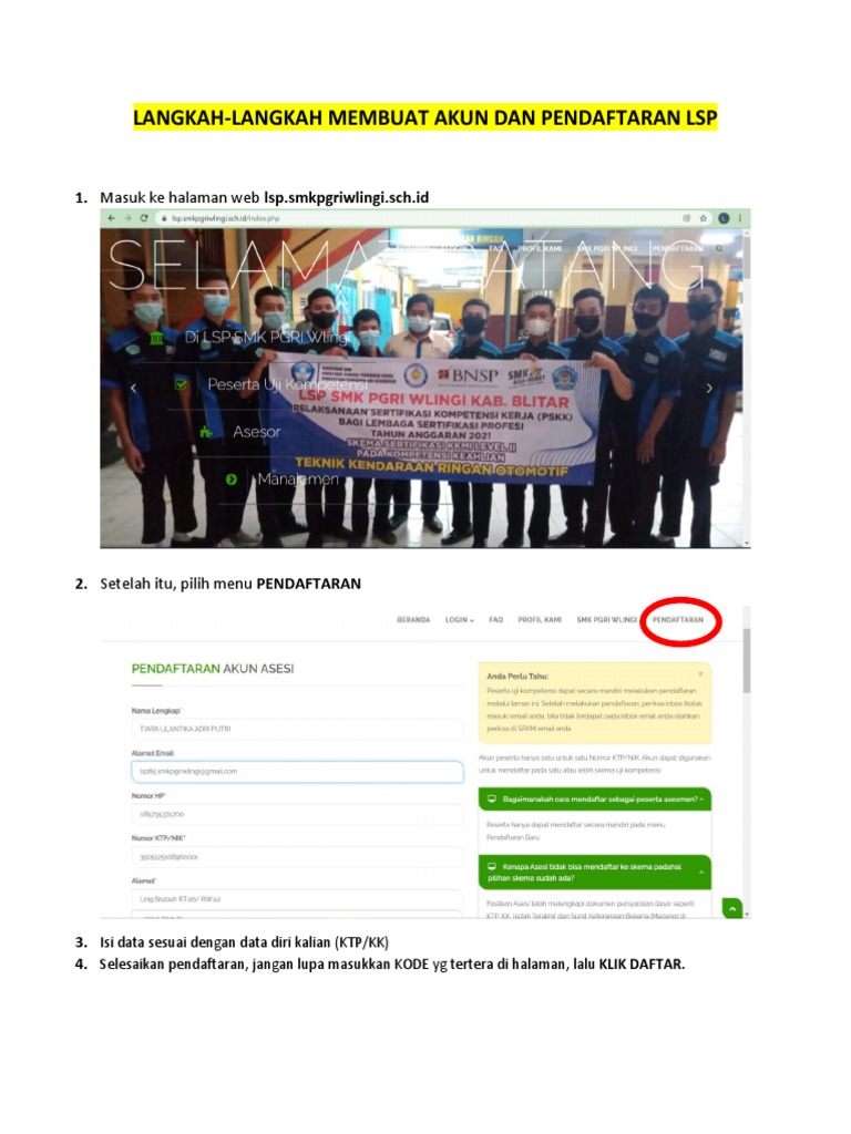Langkah-Langkah Registrasi Dan Pendaftaran LSP | PDF
