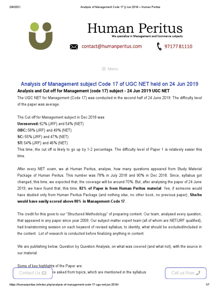 Analysis of Management Code 17 __ Jun 2019 – Human Peritus | PDF ...