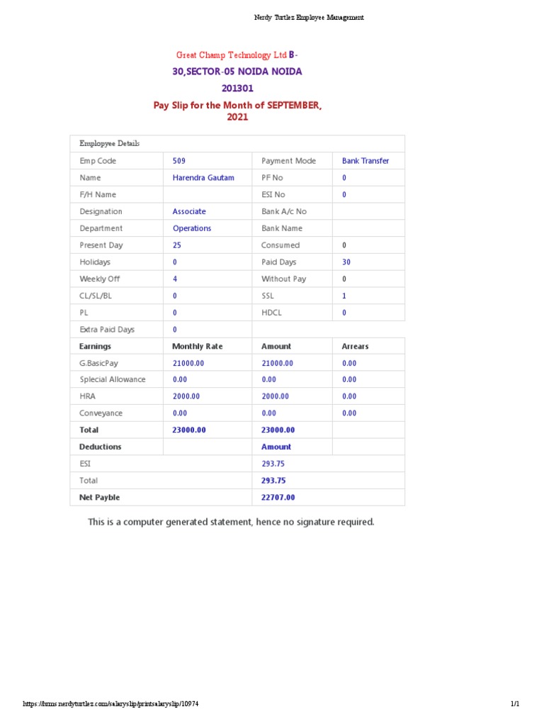 Salary Slip September | PDF | Payments | Economies