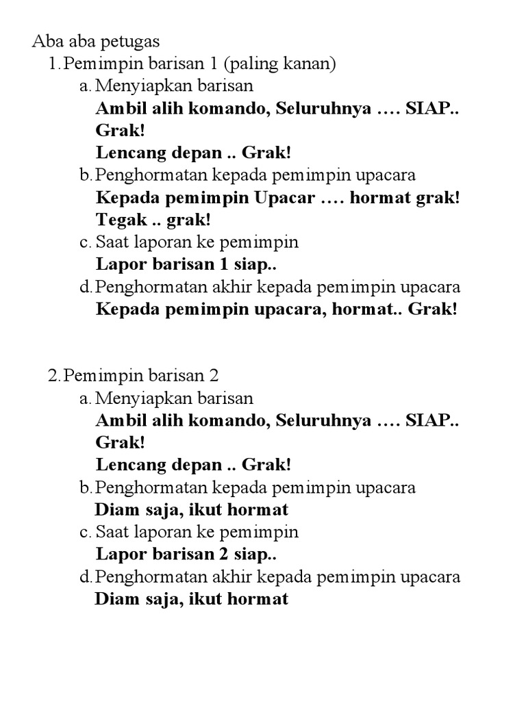Aba Aba Petugas | PDF