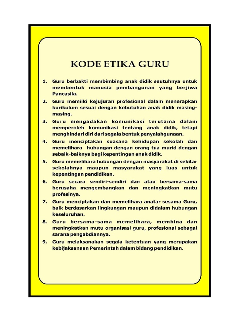 2.1 Kode Etika Guru | PDF