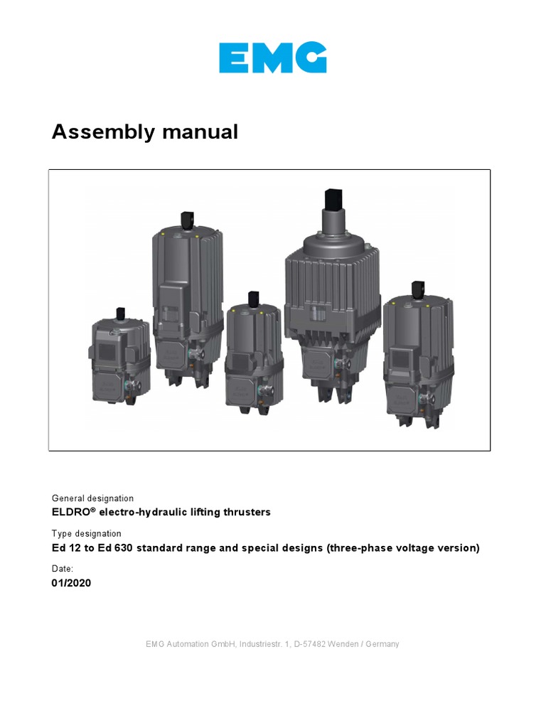 Assembly Manual: Eldro Electro-Hydraulic Lifting Thrusters | PDF ...