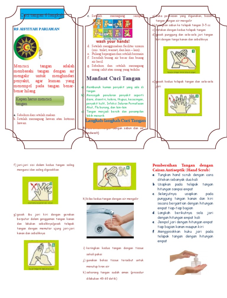 Leaflet Cuci Tangan 6 Langkah | PDF