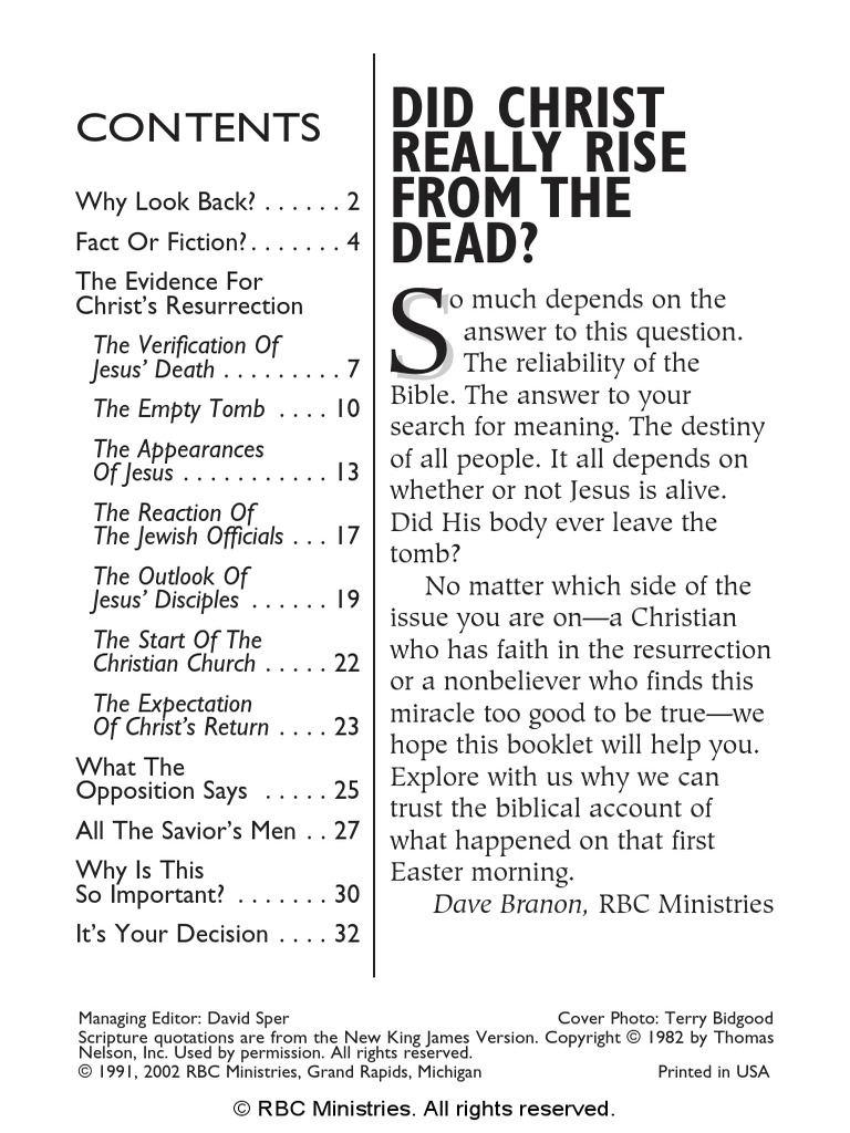 Did Christ Really Rise From The Dead?: © RBC Ministries. All Rights ...