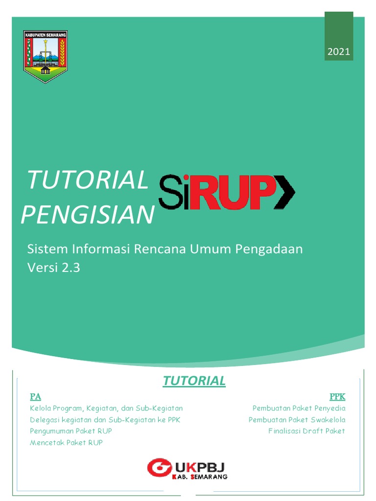Panduan Input RUP Pada SiRUP | PDF
