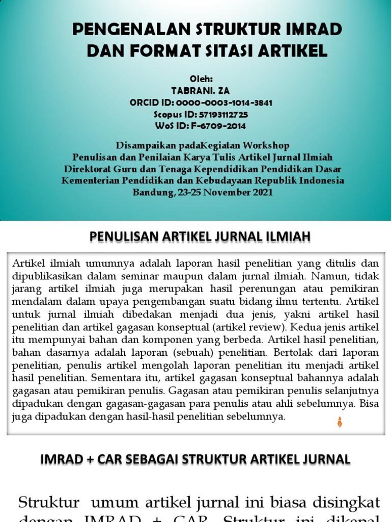STRUKTUR DAN FORMAT PENULISAN ARTIKEL JURNAL ILMIAH | PDF