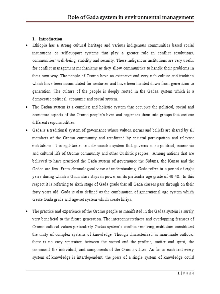 Role of Gada System in Environmental Management | PDF | Environmental ...