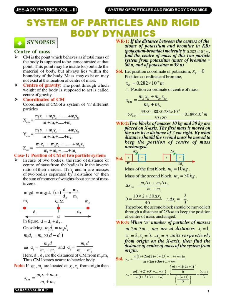 1a-System of Particles and Rigid Body Dynamics (1-50) | PDF | Force ...