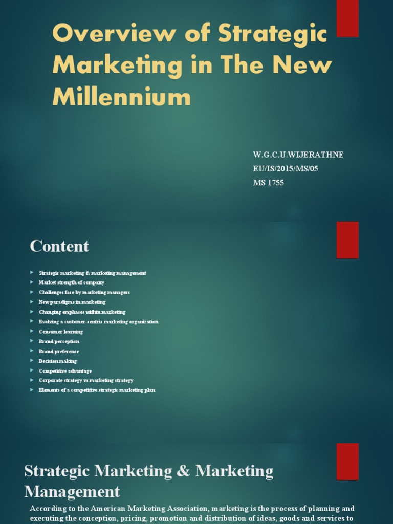 Chapter 01 Overview of Strategic Marketing in The New Millennium | PDF | Marketing | Marketing ...