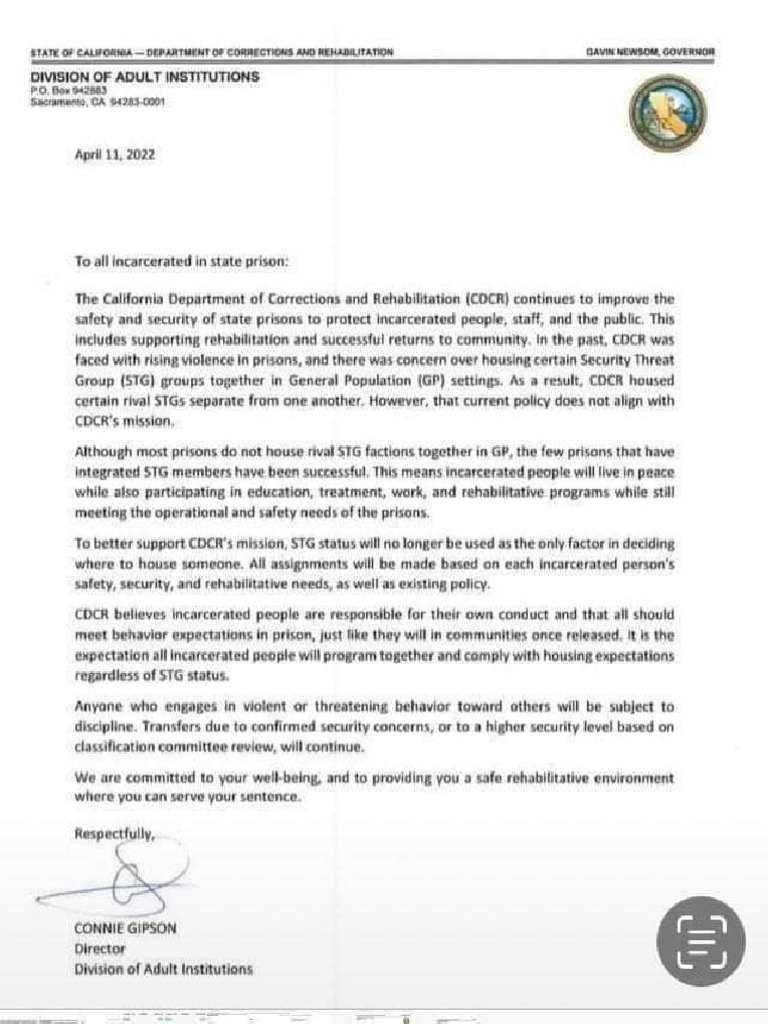 CDCR Memo | PDF