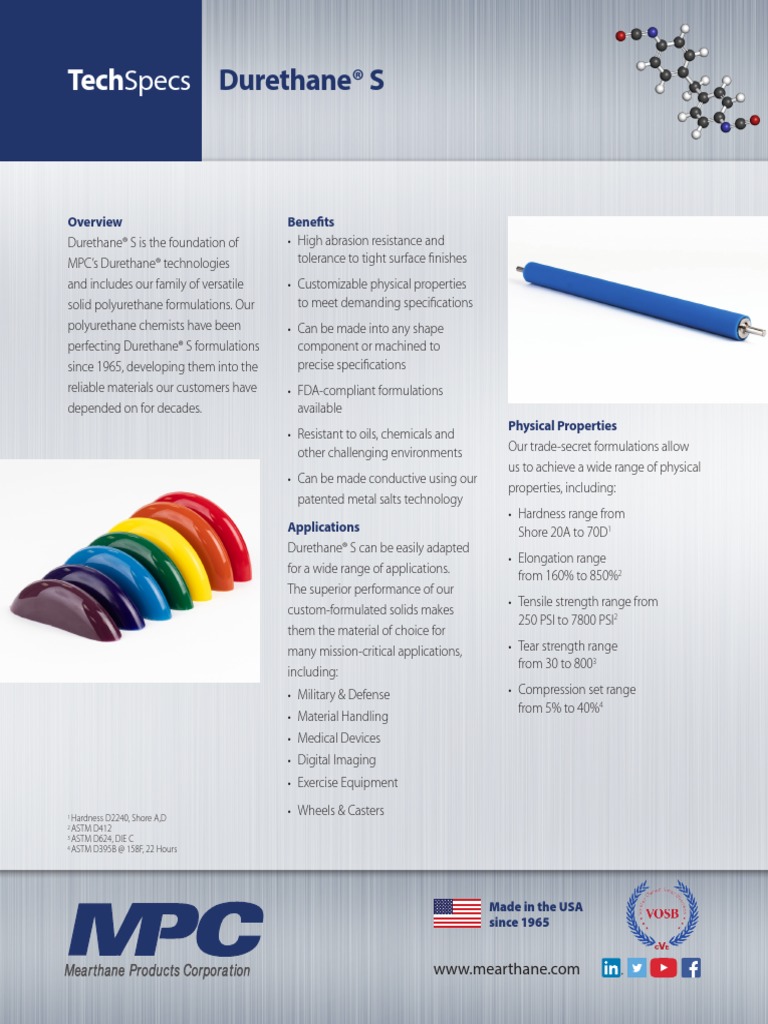 MPC Durethane-S 11 - 4 | Download Free PDF | Polyurethane | Hardness