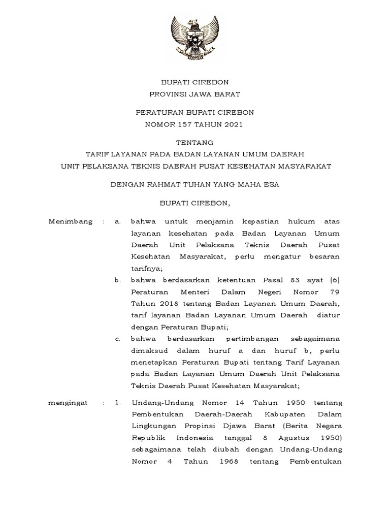 Tarif Layanan Puskesmas Cirebon | PDF