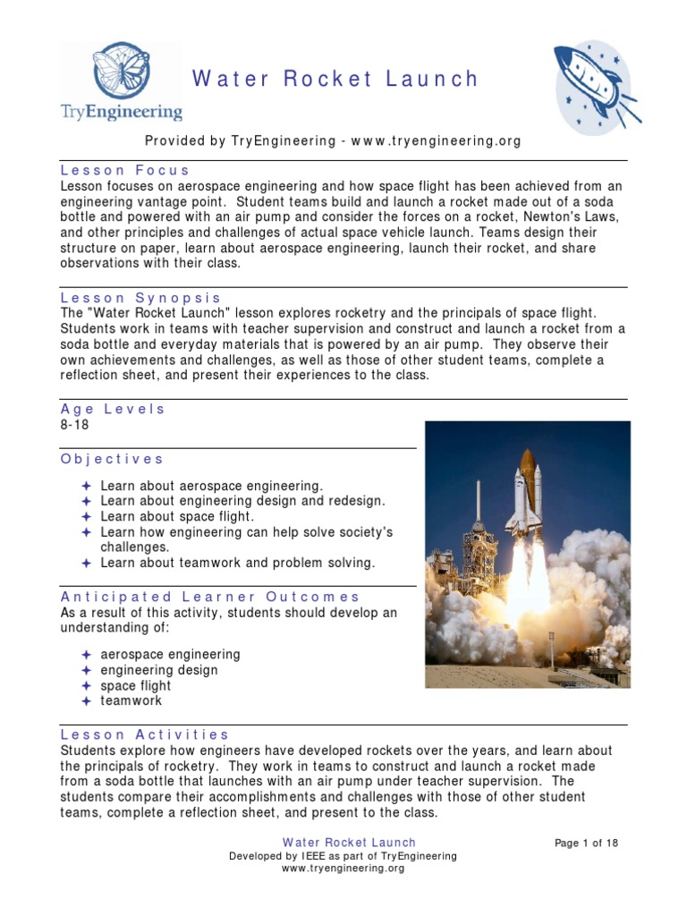 Water Rocket Launch: Lesson Focus | PDF | Rocket | Force