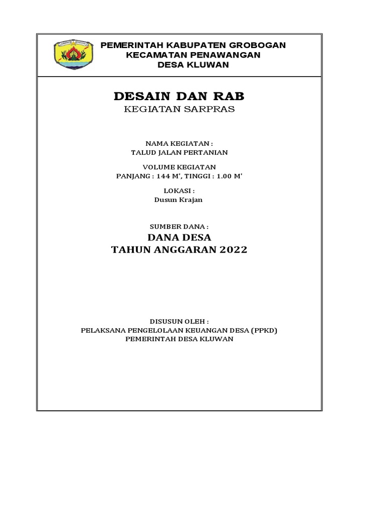 RAB Talud Pertanian - Kluwan | PDF