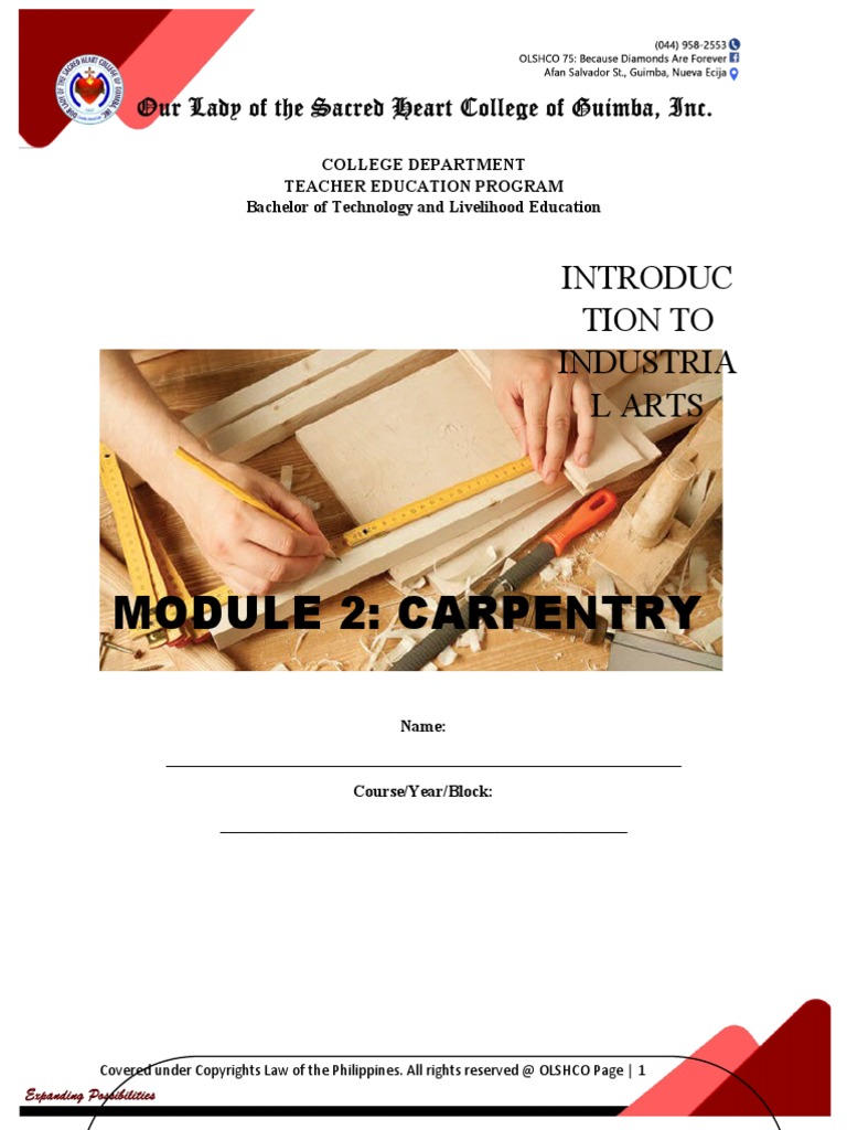 Module 2: Carpentry: Introduc Tion To Industria L Arts | Download Free ...