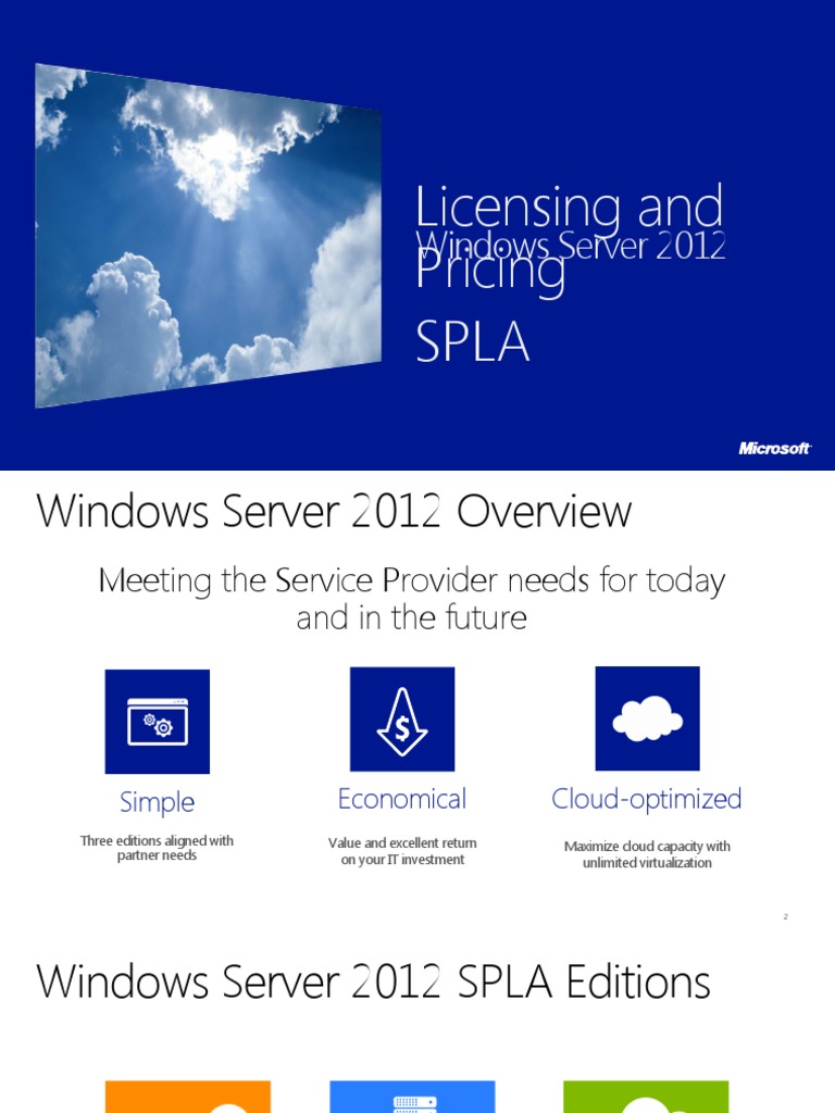 Licensing and Pricing Spla: Windows Server 2012 | PDF | Microsoft ...