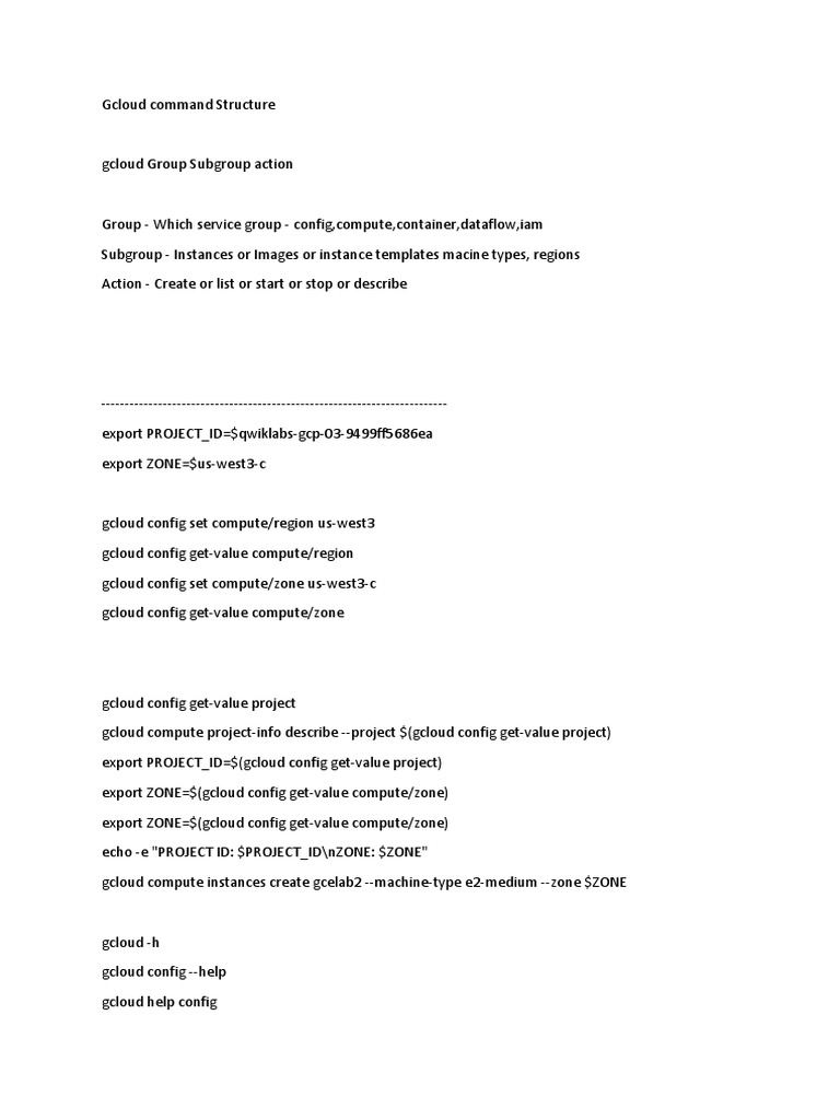 Gcloud Command Structure Pdf Load Balancing Computing World Wide Web