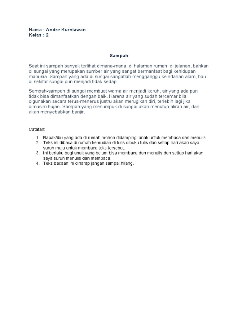 Latihan Membaca Kelas 2 | PDF