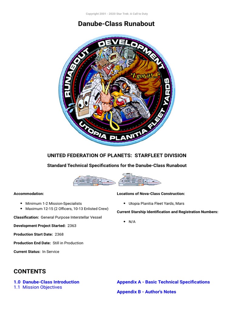 ACTD: ASDB Danube-Class Starship Specifications v1.0 | PDF