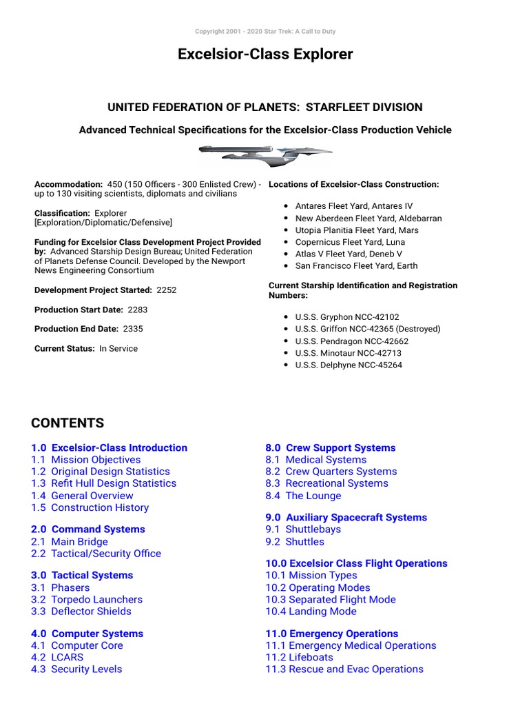 ACTD: ASDB Excelsior-Class Starship Specifications v1.0 | PDF | Gun ...