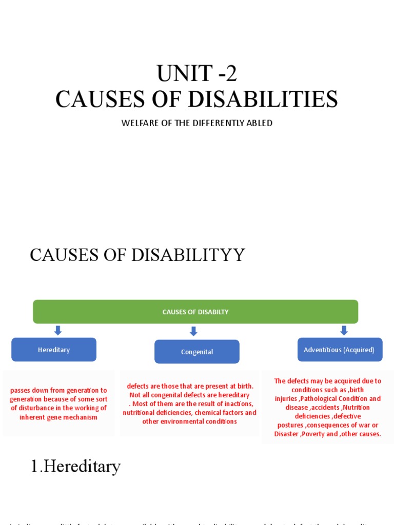 Unit - 2 Causes of Disability | PDF | Genetic Disorder | Genetics