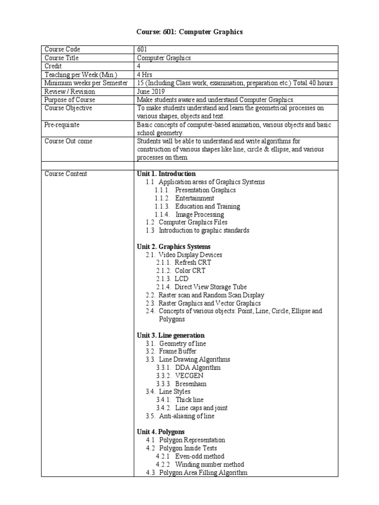 Course: 601: Computer Graphics: Unit 1. Introduction | Download Free ...