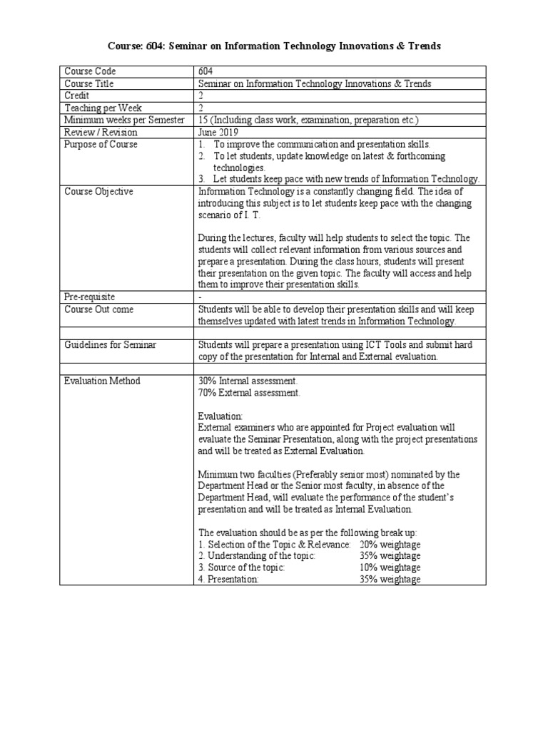 Seminar On Information Technology Innovations & Trends | PDF ...