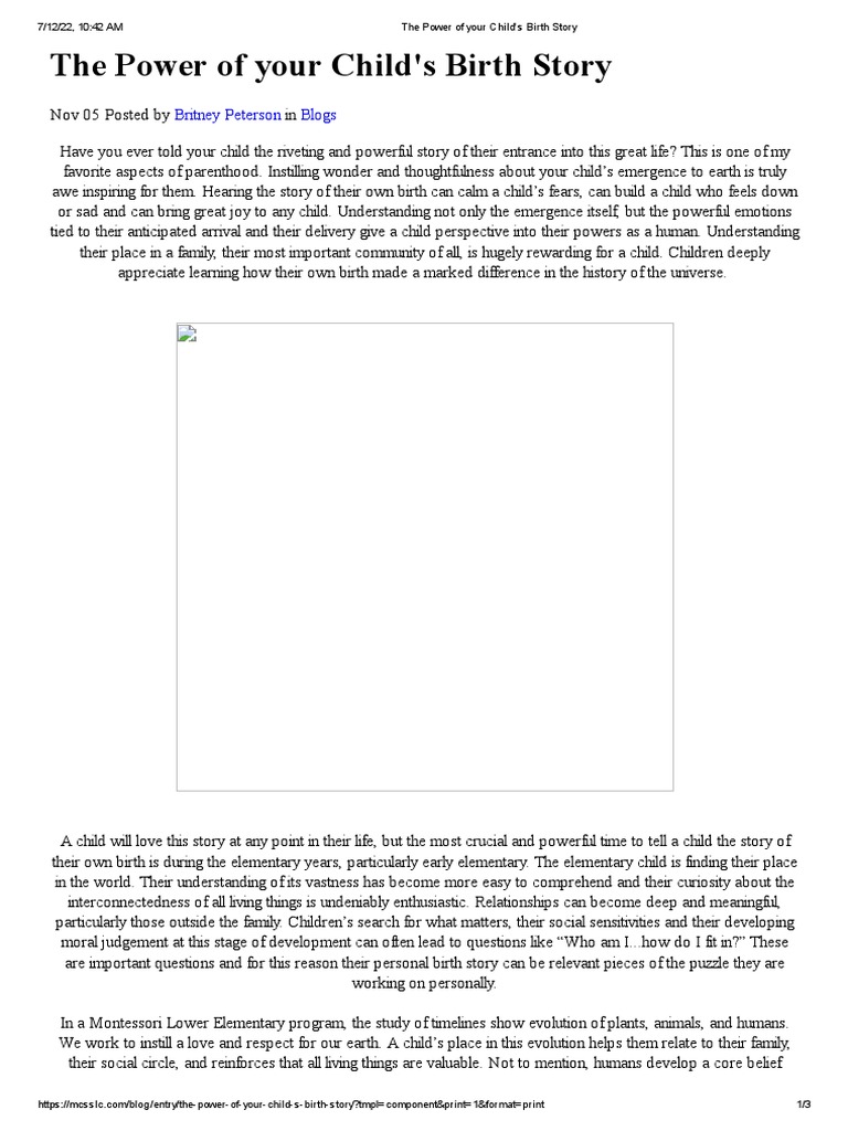 The Impact of Your Child's Birth Story | PDF | Psychology | Cognitive ...
