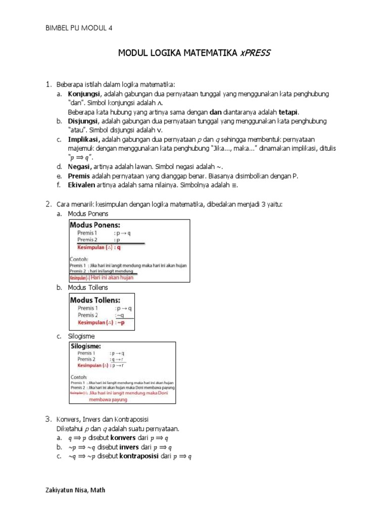 Modul Logika Matematika Xpress | PDF | Filsafat | Seni & Disiplin Bahasa