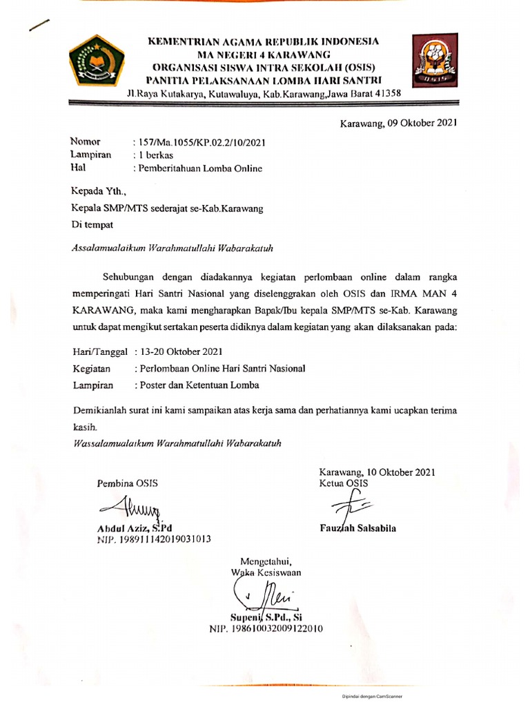 Surat Undangan Lomba | PDF