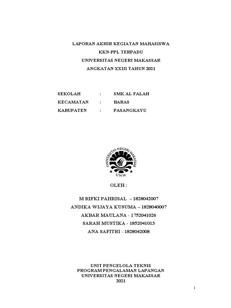 Laporan Akhir Kegiatan Mahasiswa KKN Xxiii SMK Al Falah Ana | PDF Laporan Akhir Kegiatan Mahasiswa KKN Xxiii SMK Al Falah Ana | PDF