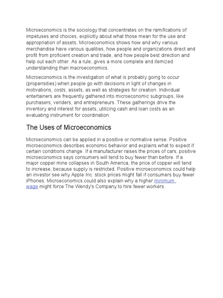 The Uses of Microeconomics: Minimum Wage | PDF | Finance & Money Management