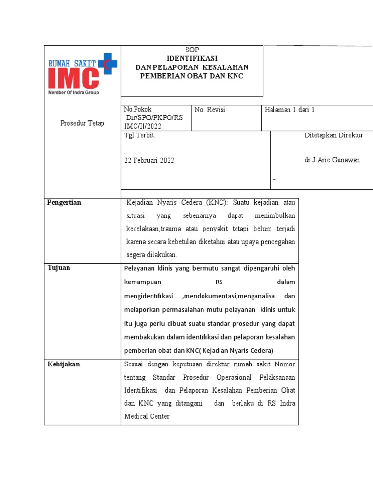 SOP Medication Error | PDF