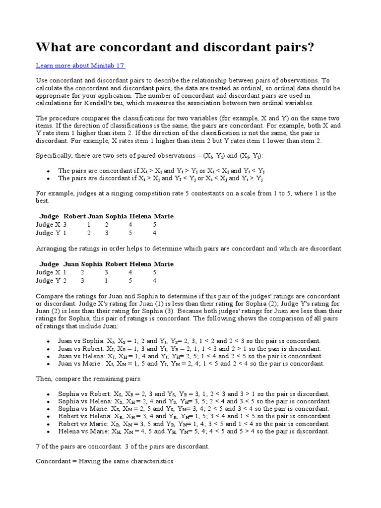 Understanding Concordant and Discordant Pairs | PDF | Statistical ...