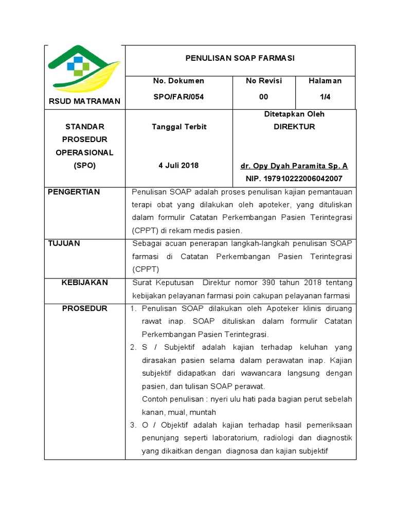 Spo Penulisan Soap Farmasi Pdf