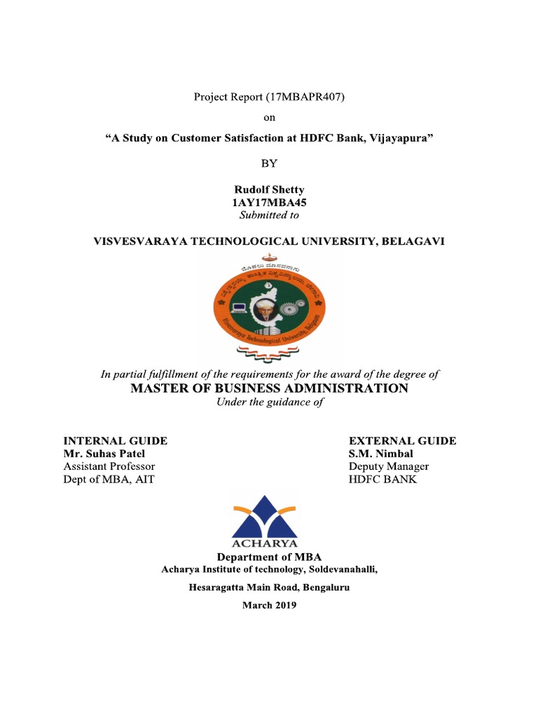 HDFC Bank Project Report | PDF