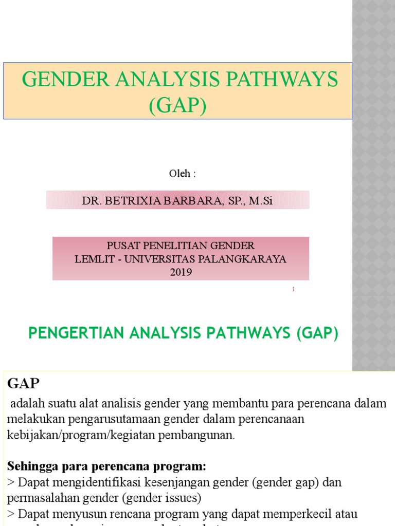 Gender Analysis Pathways (GAP) : Dr. Betrixia Barbara, SP., M.Si | PDF