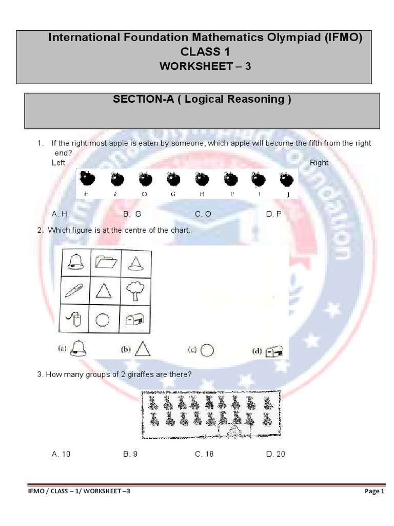 IFMO Class 1 Worksheet 3 | PDF | Mathematics