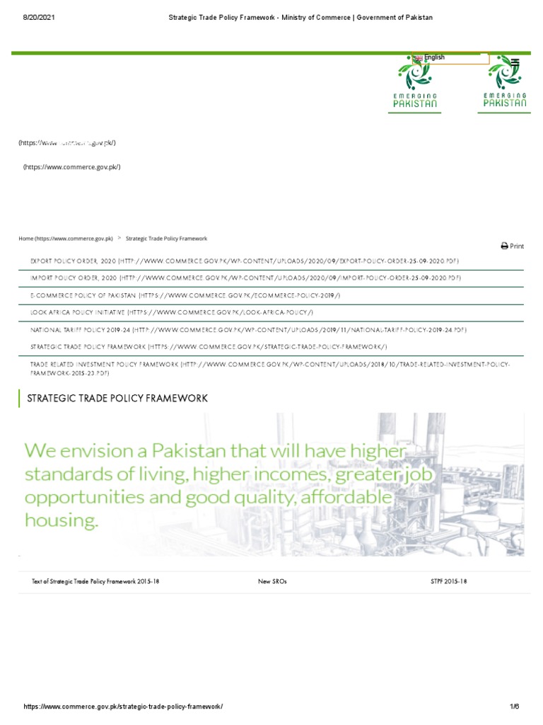 Strategic Trade Policy Framework - Ministry of Commerce - Government of ...