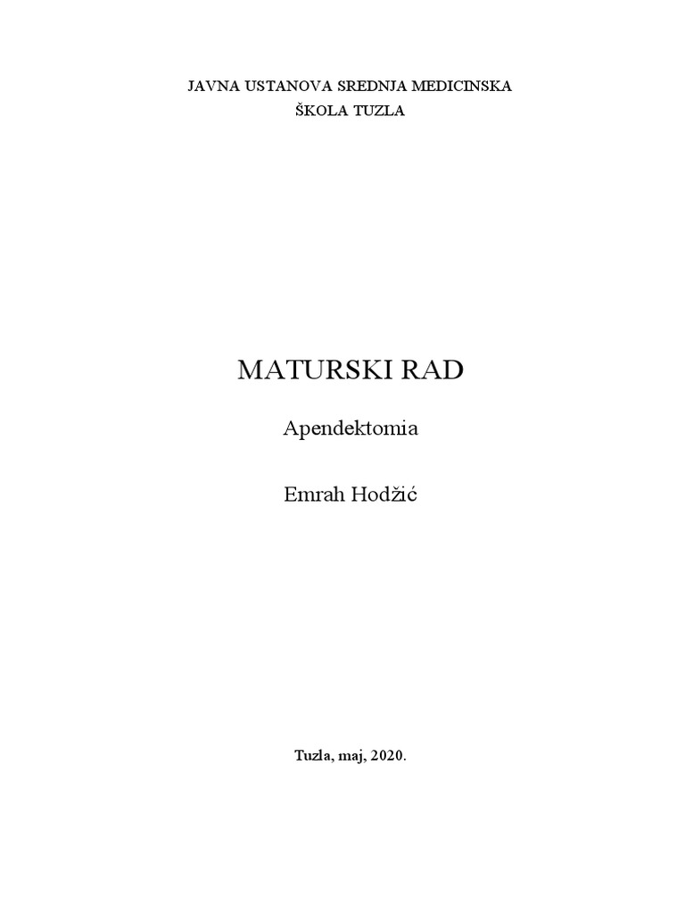 Maturski - Apendektomia | PDF