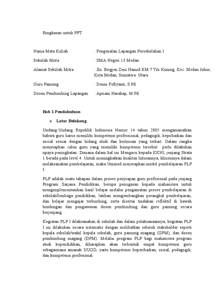 Materi Bahan PPT PLP | PDF