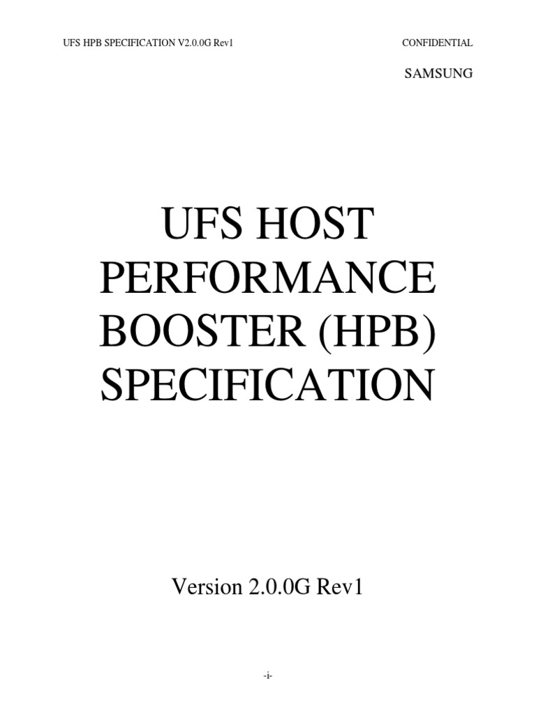 Samsung UFS HPB Specification v2.0.0G Rev1 | PDF | Flash Memory ...