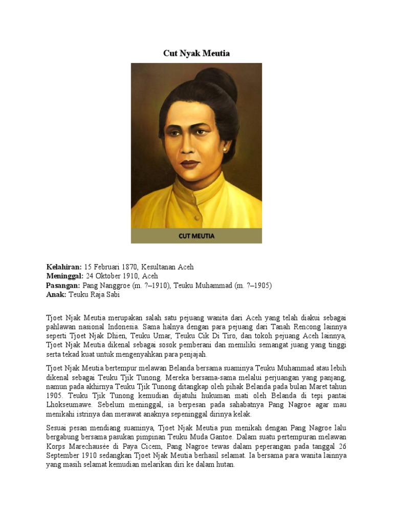 Biografi Cut Nyak Meutia, Pahlawan Aceh | PDF | Sejarah