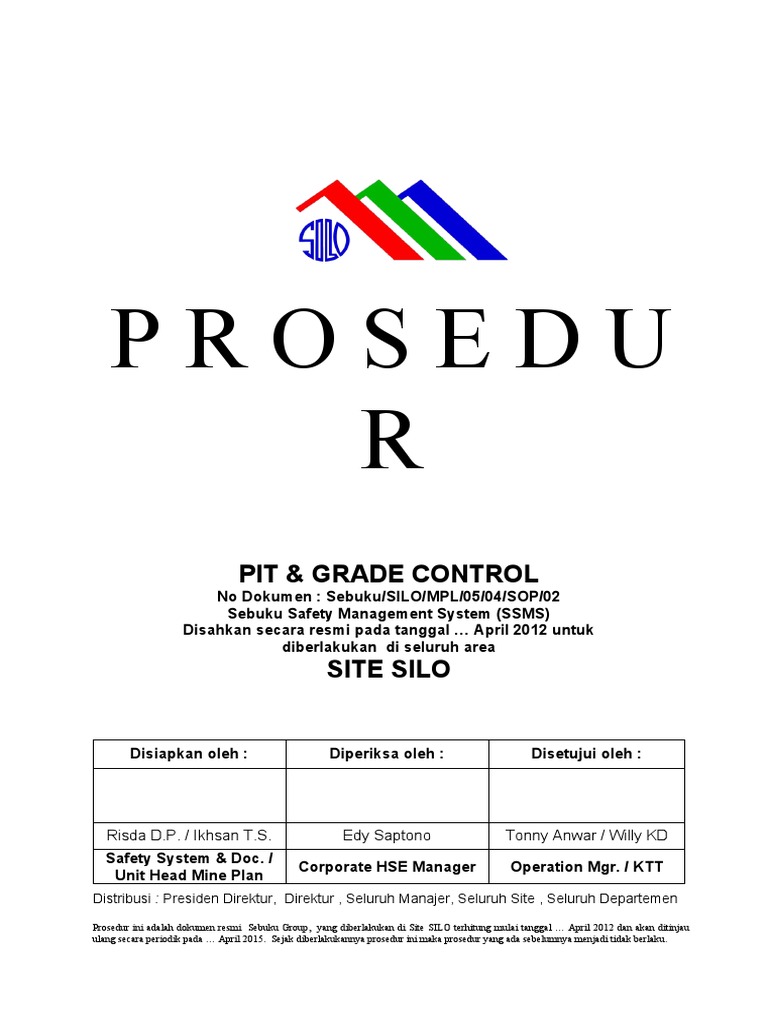02.MPL - SOP - Pit & Grade Control Rev1 | PDF