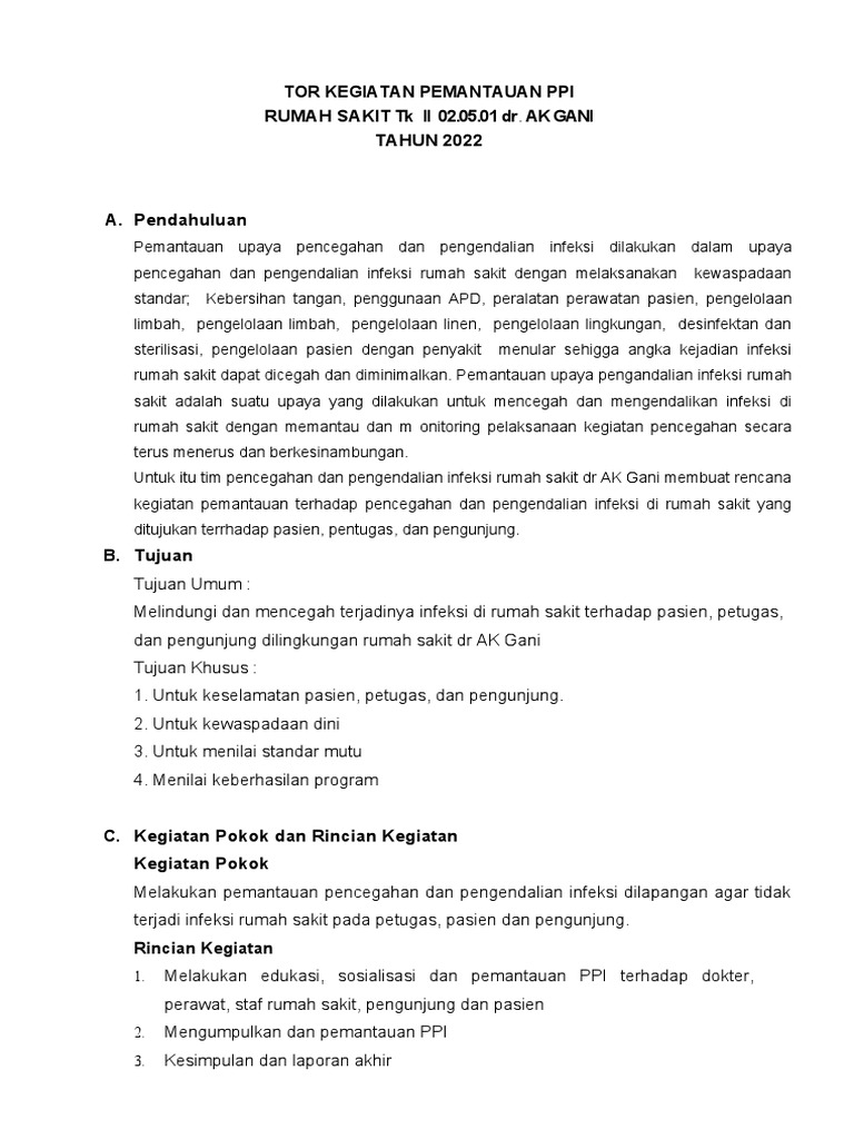 TOR Pemantauan Kegiatan PPI | PDF