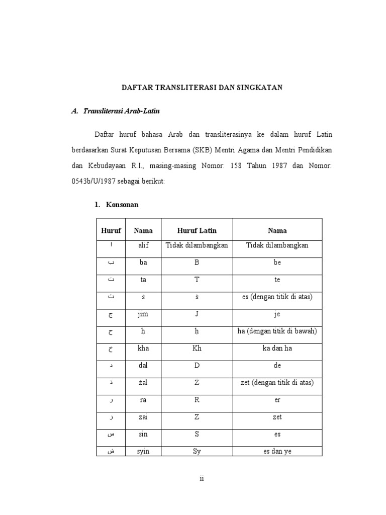 Daftar Transliterasi Dan Singkatan | PDF
