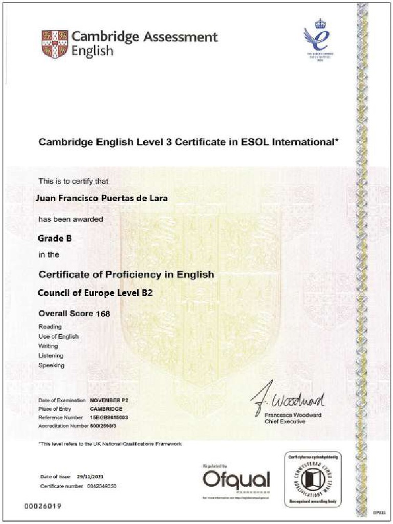 Certificado-Examen-Oficial-De-Ingles b2 | PDF